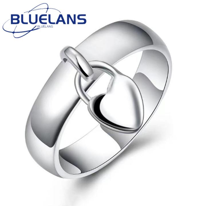 Stunning Heart Lock Ring Elegant Alloy Geometric Pendant Colorfast Stainless Steel Perfect ...