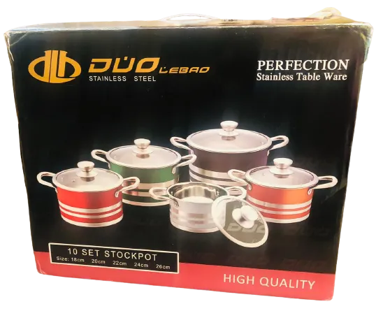 10 PCS Stockpot Set DUO L'EBAO Stainless Steel Stockpot 10pcs | Daraz.lk