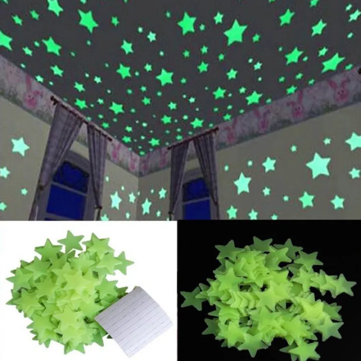 Wall Stickers Plastic 50 Stars Pieces Luminous High Quality Radium ...