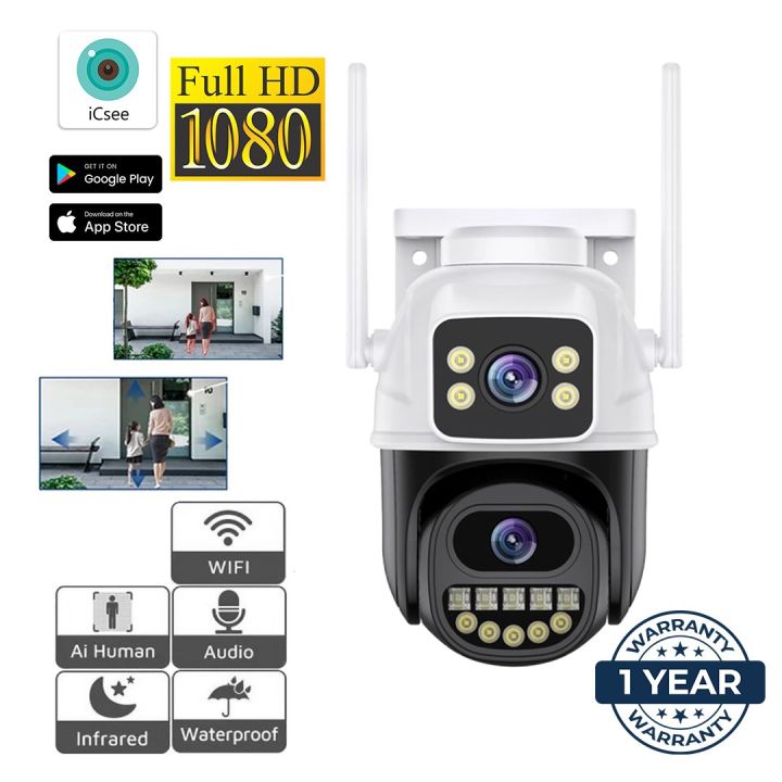 8MP 4K PTZ WiFi IP Camera Security Protection Dual Lens Screen Color ...