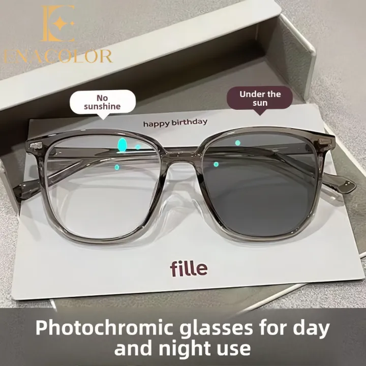 Enacolor 3 in 1 Anti Blue Light And Photochromic Eyeglasses Retro Round ...