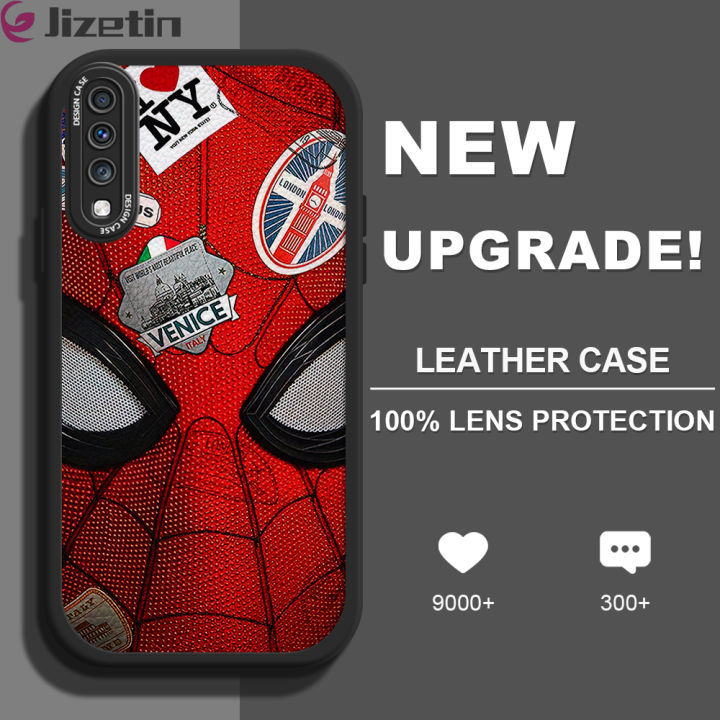 Jizetin for Samsung A70 A70S Back Cover Spider Man Lambskin Texture PU ...