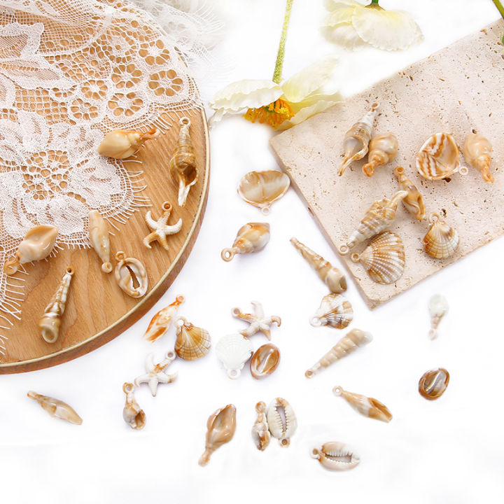 Conch Fish Hippocampus Shell Starfish Mixed Plastic Perforation Beads ...