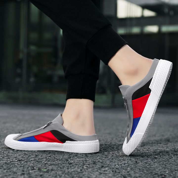 【ThinkWay】Half Shoes for Men Canvas Shoes Summer Casual Slip on Shoes ...