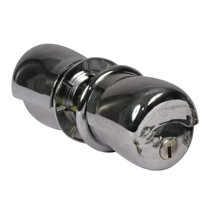 Cylindrical Round Door Lock with Key - Silver / Silver Door Lock ...