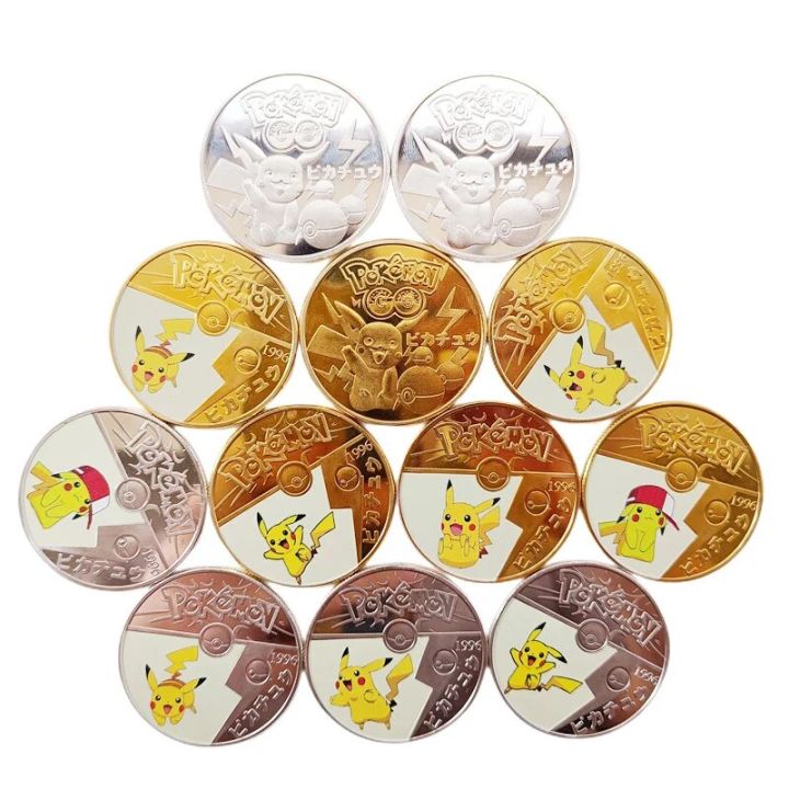 pokemon cards golden Pikachu NEW27 Pcs Pokemon Coins Metal Silver ...