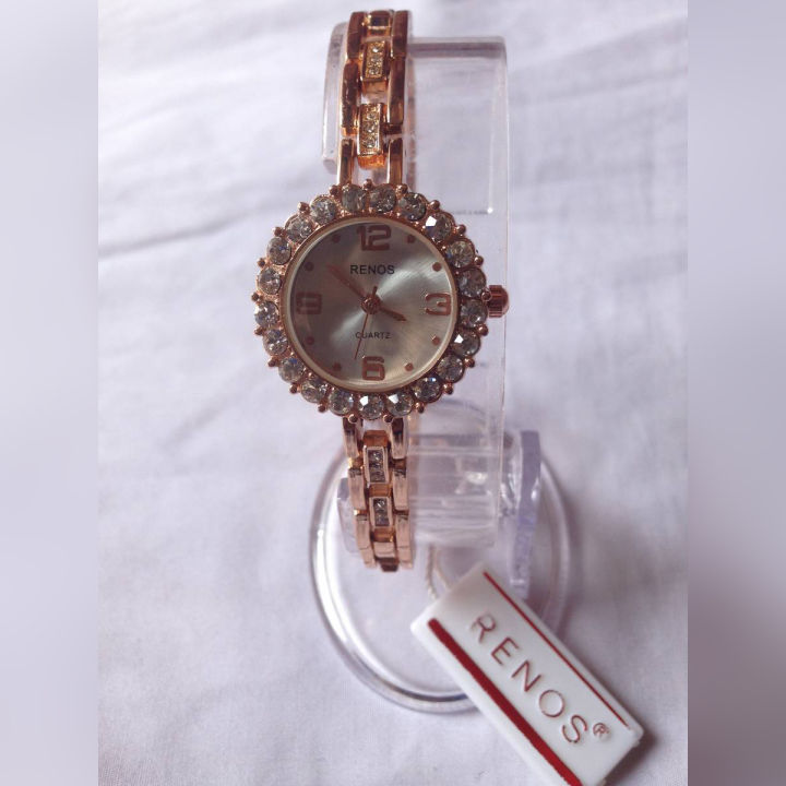 Renos Ladies Gold Watch (White Dial) | Daraz.lk