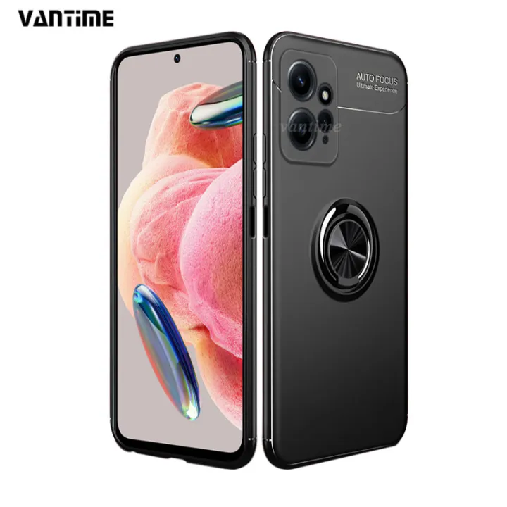 Vantime for Xiaomi Redmi Note 12 4G Case Soft Camera Protect ring finger stand holder Cover ...