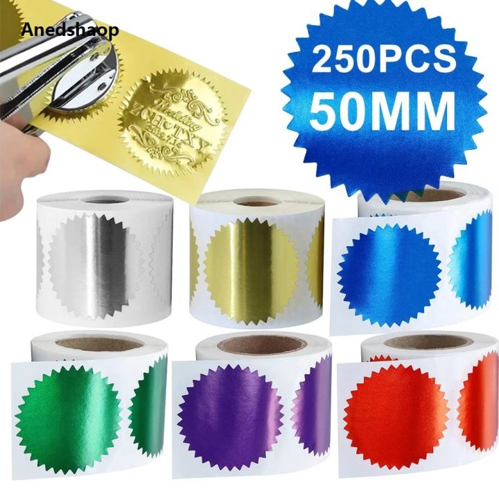 Anedshaop 6 Colors Embossed Stamp Stickers 50mm Certificate Gear ...