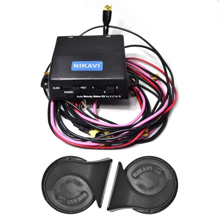 NIKAVI 12V Horn + 12V Melody Maker for All Two Wheeler (WTHON + MELDMK ...