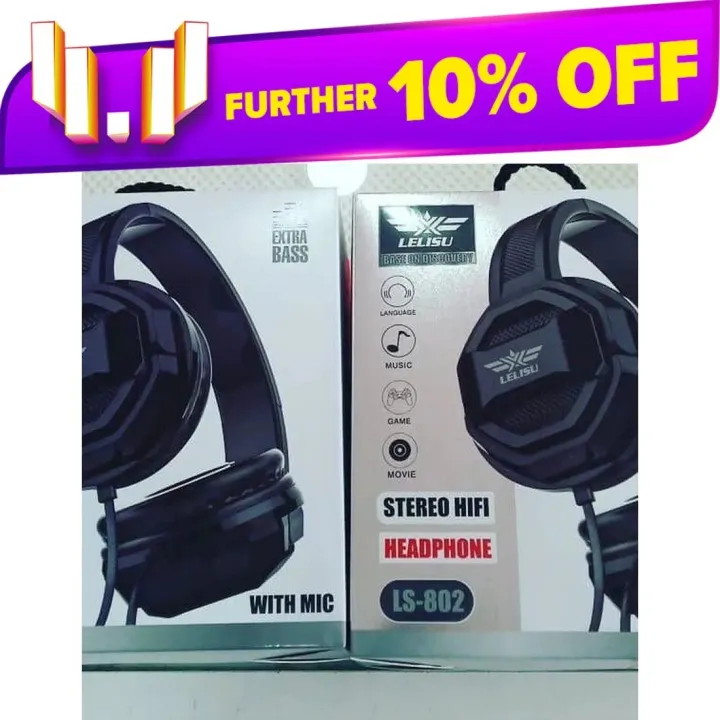 LELISU LS-802 WIRED HEADPHONE WITH MIC | Daraz.lk