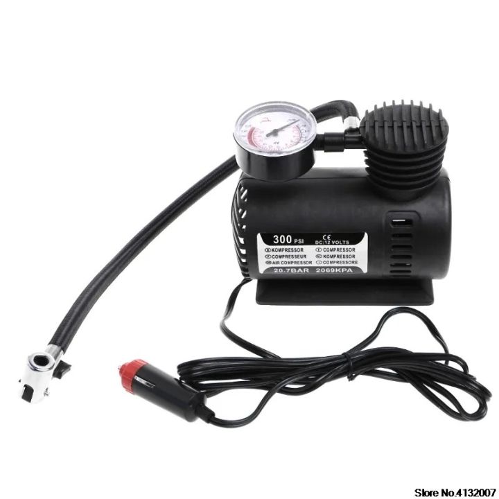 300 PSI 12V Car Portable Mini Air Compressor Electric Tire Inflator ...