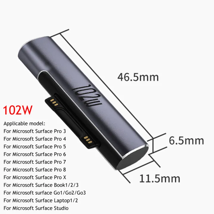 102W/65W/45W USB Type C PD Adapter for Microsoft Surface Pro X 8 7 6 5 ...