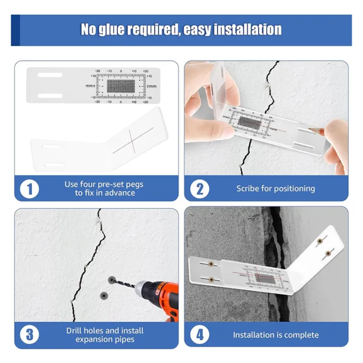 3 Pcs Crack Monitor, Crack Monitoring Record Concrete Crack Monitor ...