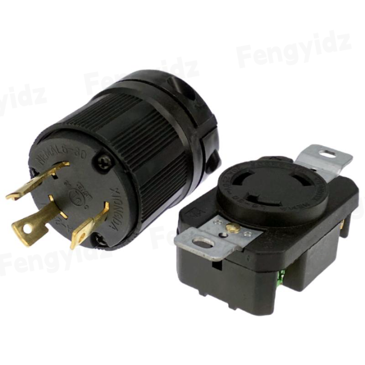 Black American 30a 250v Nema L6-30p L6-30r 3-Hole Anti-Off Industry ...