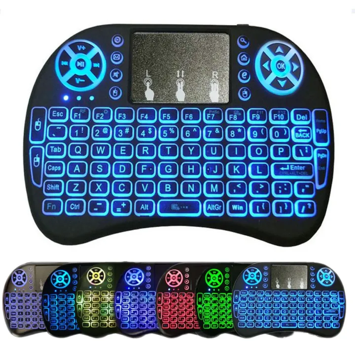 RGB Mini Rechargeable Wireless Backlit i8 Multimedia Handheld Keyboard ...
