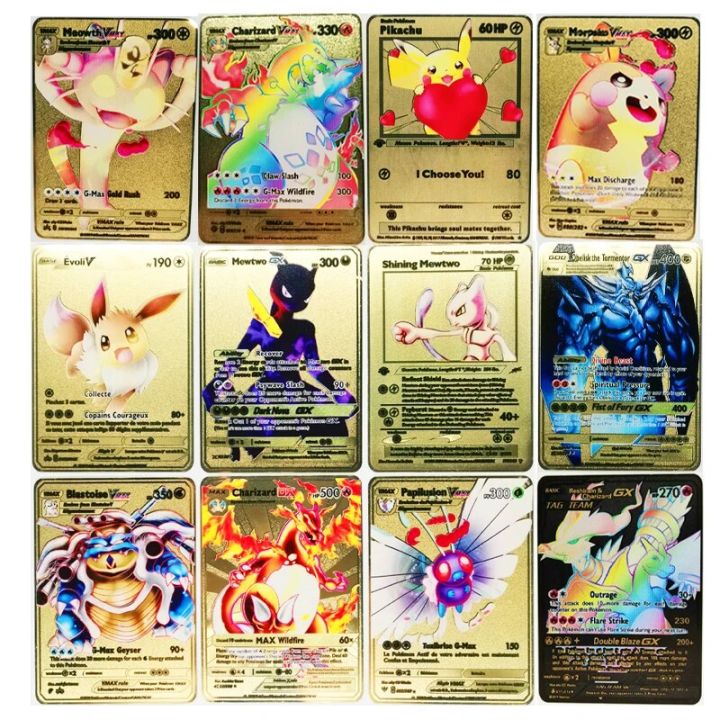 pokemon cards golden Pokemon 27 Styles New Mewtwo GX MEGA Gold Metal ...