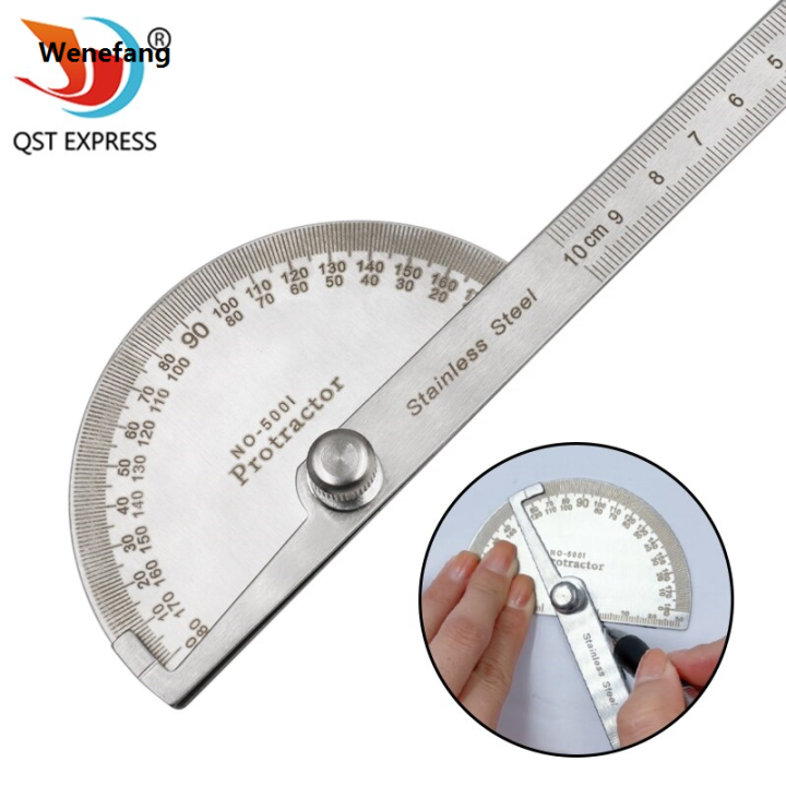 Wenefang 180 Degree Protractor Metal Angle Finder Angle Ruler ...