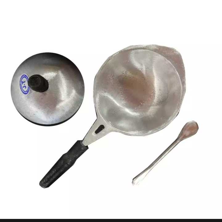Aluminium hopper pan with lid & spatula | Daraz.lk