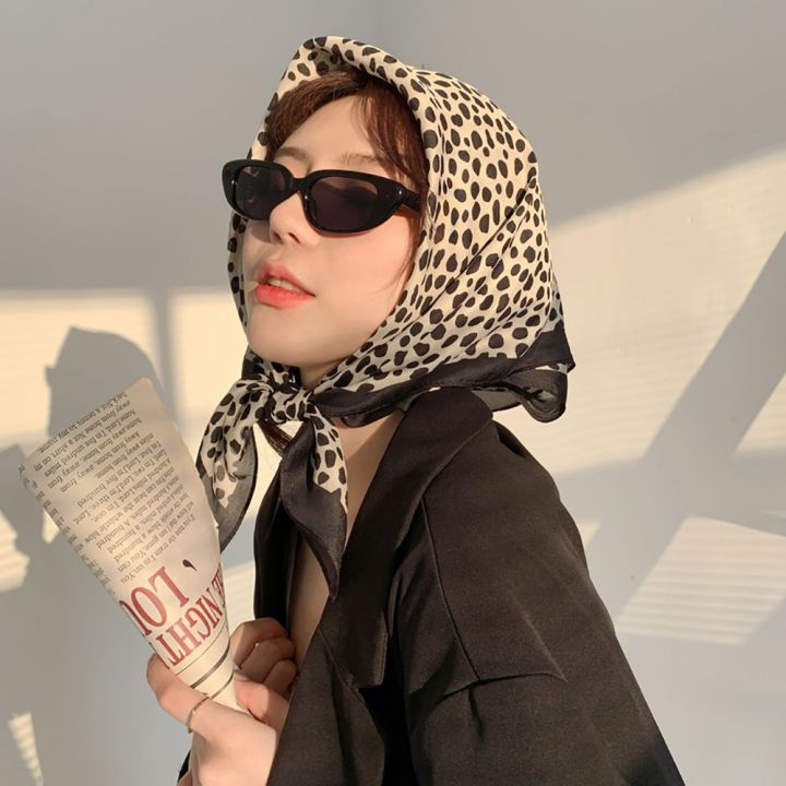 Sunscreen Shawl Stripe Female Flower Print Head Scarf Women Silk Scarf ...