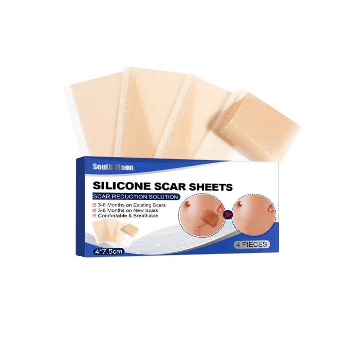 4 Patches/Pack Silicone Scar Sheets , 4cm*15cm/4cm*7.5cm Self-Adhesive ...