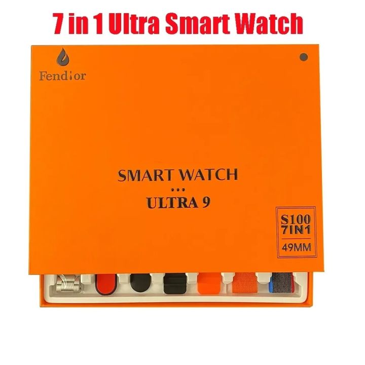 S100 Ultra 9 New Smart Watch 7 In 1 Straps 49mm Full Touch Screen Sport ...