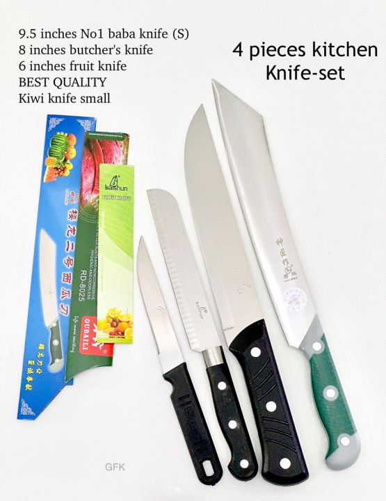 Stainless Steel Kitchen Cutlery Knife 4 Pcs Set Multipurpose Heavy ...