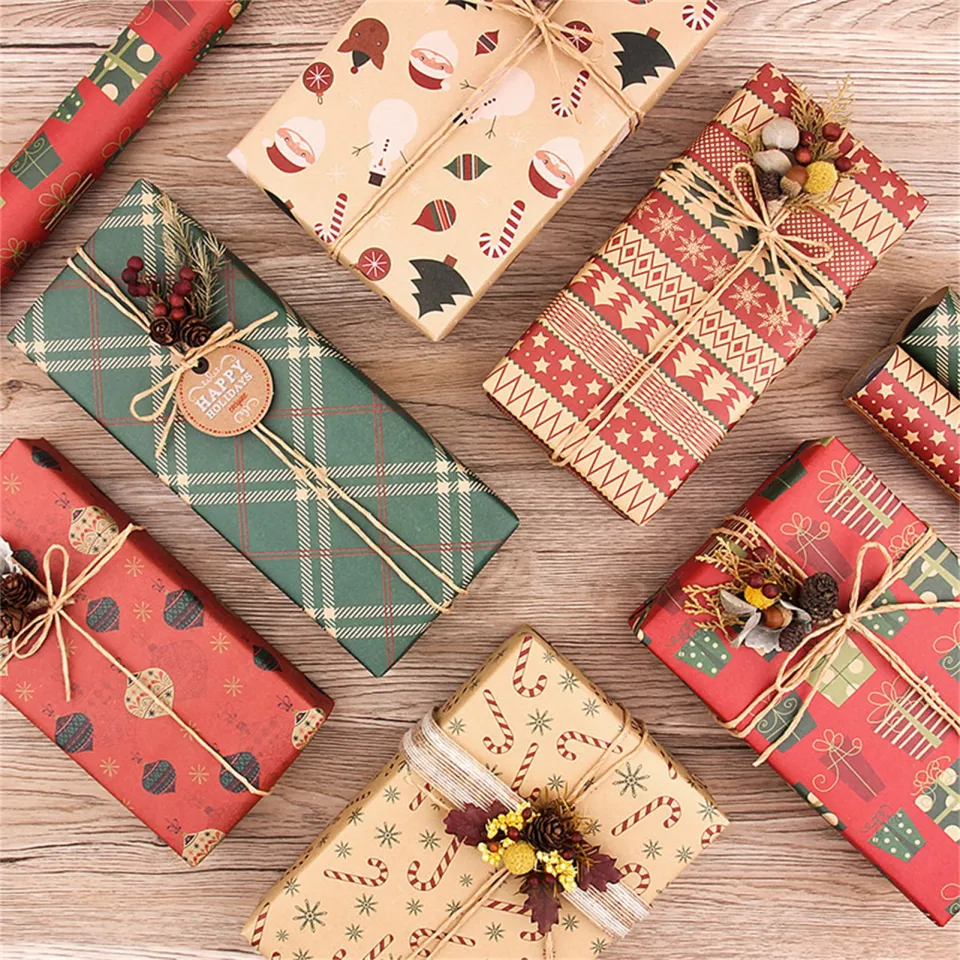 Christmas kraft wrapping paper store