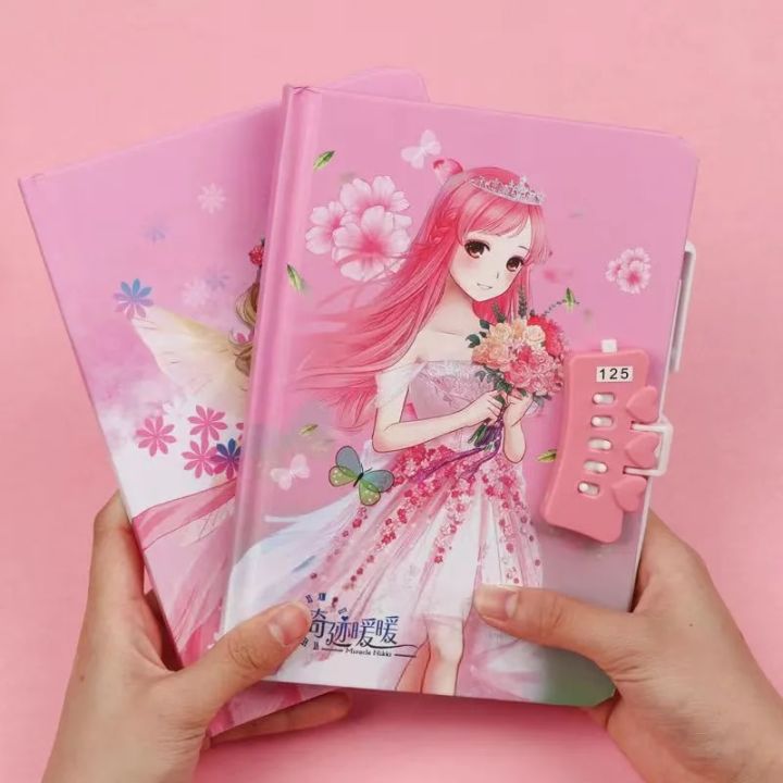 dairy books for girls Cartoon Girl's Notebook Password Lock Coloring ...
