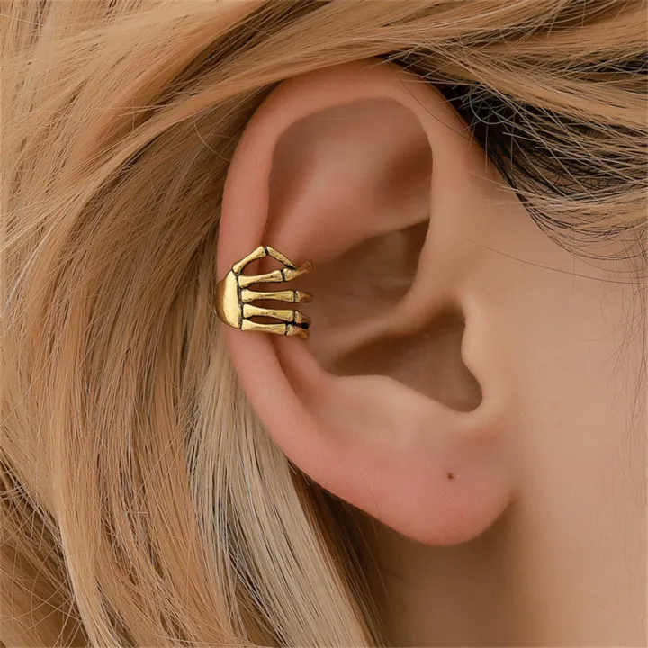 【Fullyoung_520 Store】Fashion style skull hand spine ear cuffs clip for ...