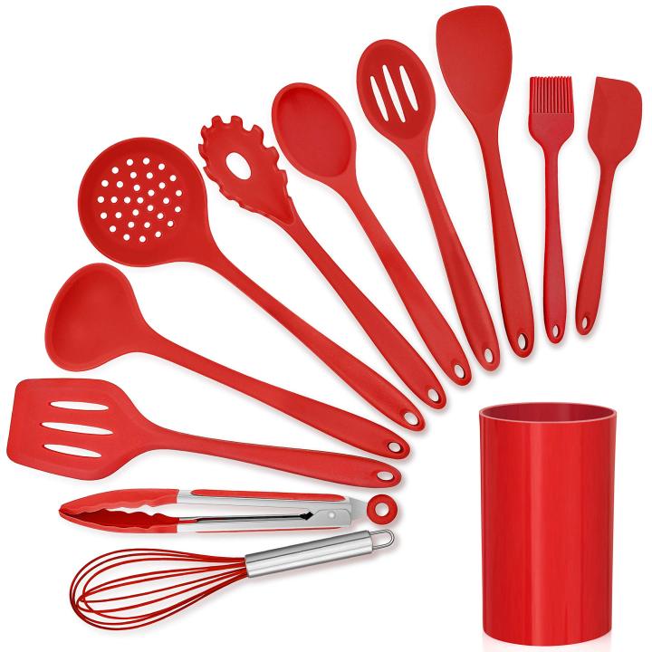 12PCS Kitchen Utensil Set Silicone Cooking Utensils Kit Spatula Heat ...