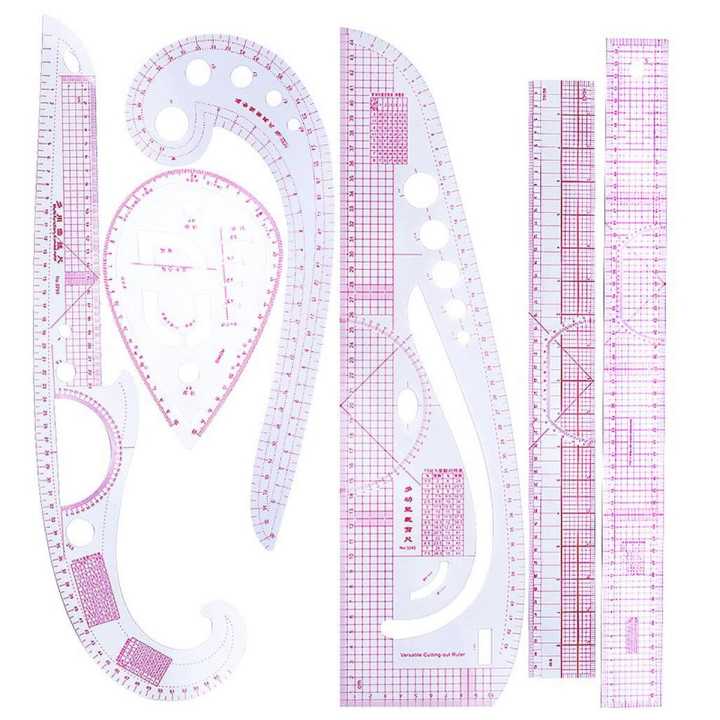 6PCS French Metric Ruler Clothing Fashion Ruler Curve Shaped Grading ...