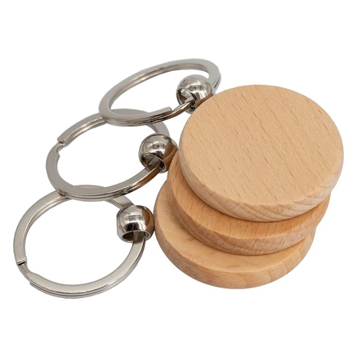 50 Piece Wood Carved Blank Wood Blank Keychains (Round) | Daraz.lk