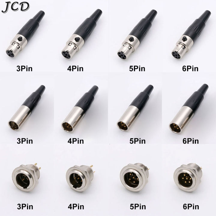 Jcd 3/4/5/6 Pin Mini Xlr Female Jack/male Plug Chassis Panel Mount ...
