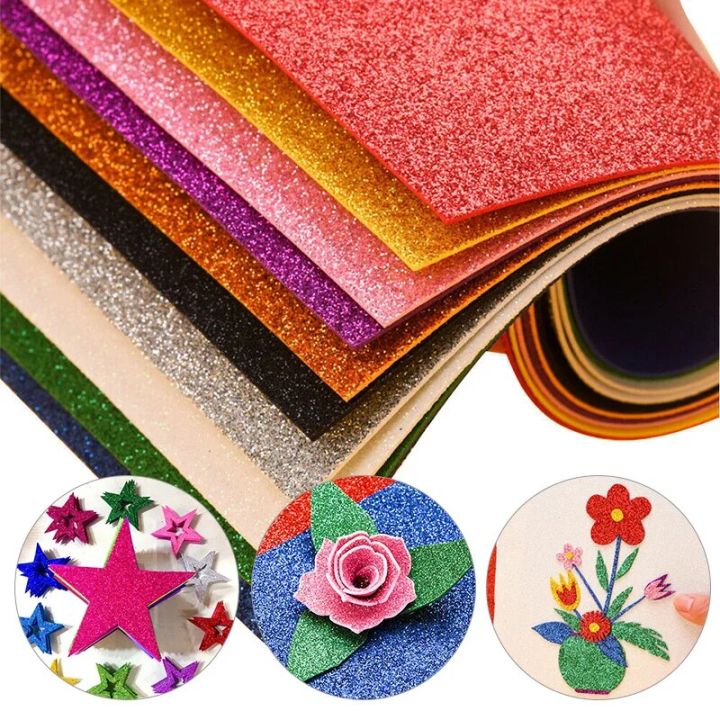 10Sheet Glitter Foam Paper Sparkles Paper A4 Without Glue For Children ...