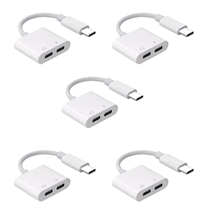 4X 2 in 1 Dual Type C Headphone Adapter USBC Splitter Jack AUX Audio ...