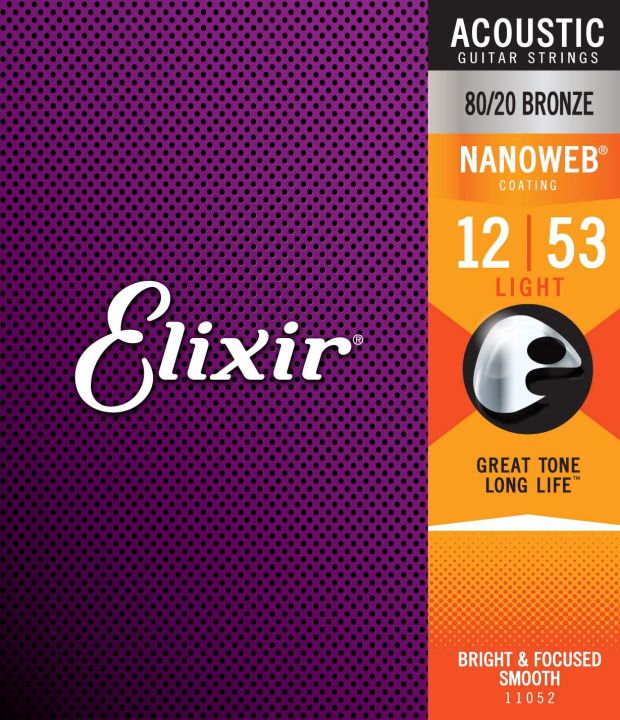 Elixir 11052 Strings 80/20 Phosphor Bronze Acoustic Guitar Strings w ...