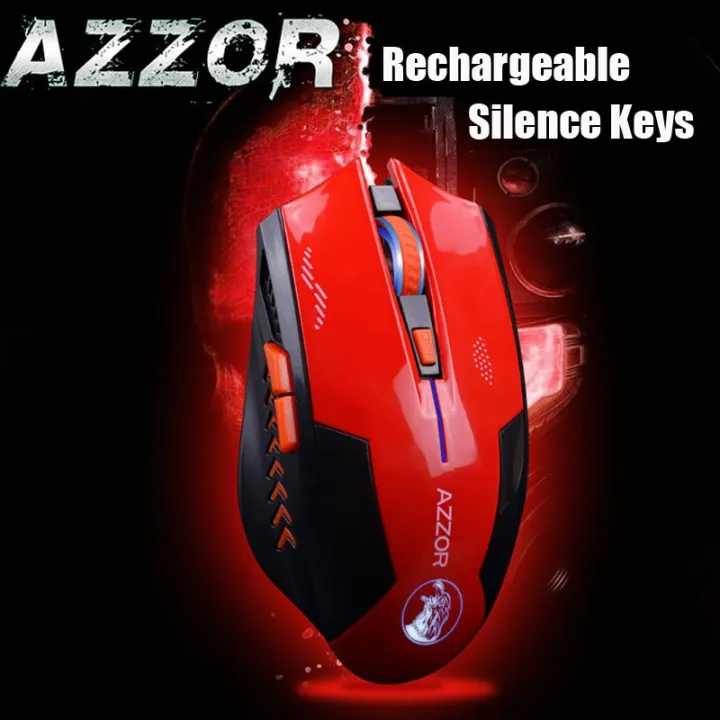 AZZOR Rechargeable Wireless Illuminate Computer Mouse Mice Gaming 2400 ...