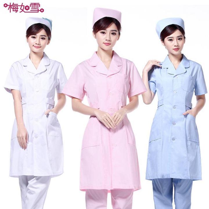 Nurses' Uniform Long Sleeve Female Doctor Work Clothes White Gown ...