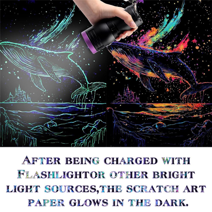Noctilucent Glow in the Dark Rainbow Painting Paper 8 Sheet Scratch ...