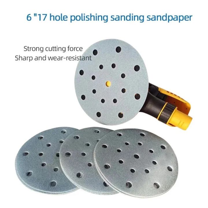 6 Inch 17 Hole 150mm Dry Abrasive Paper Car Putty Grinding Polishing ...