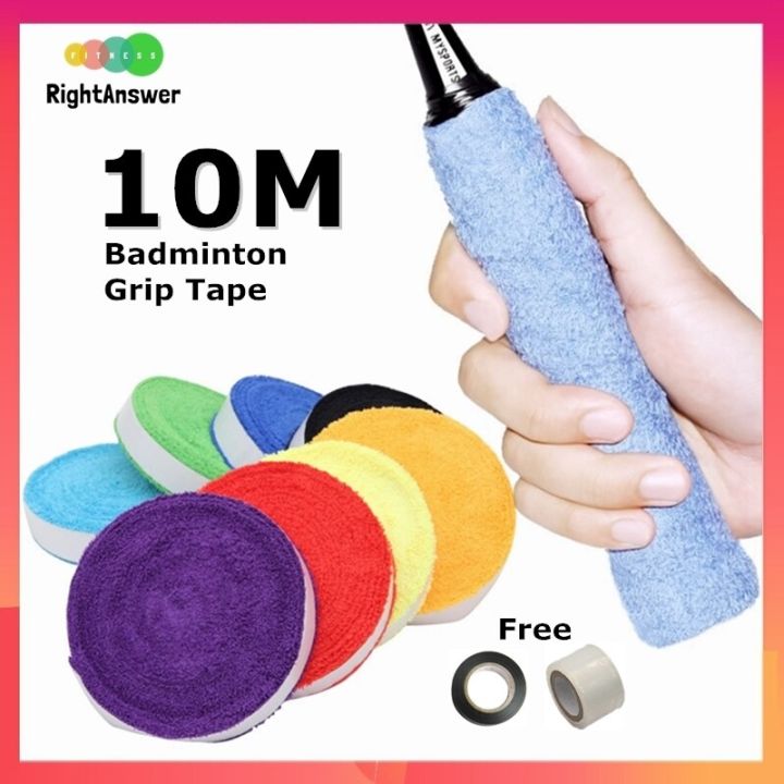 [Ready Stock] 10 Meters Badminton Towel Grip Tape Free Base Film Black Tape Anti-Slip High ...