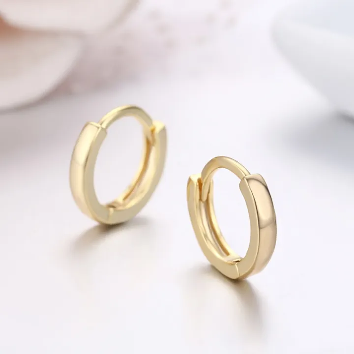 Cute Brass Gold Color Mini Circles Small Huggies Hoop Earrings For ...