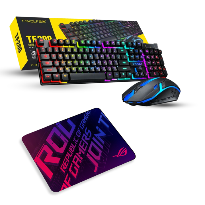 RGB Keyboard, Mouse, Twolf TF-200 Gaming Bundle + Turbogear TC09 Gaming Bundle + L11 Mouse Pad ...
