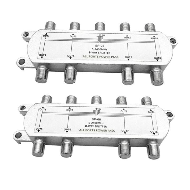 NAMUNY 2PCS Satellite 8 Way Coaxial Cable Splitter 5-2400MHz F Type ...