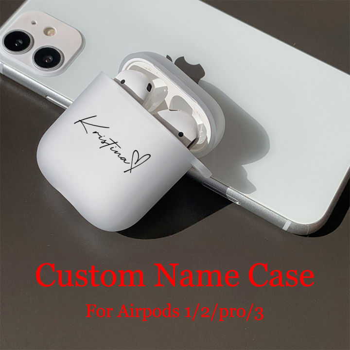 3 Case Custom Name Letters For Airpod 2 Cute Silicone Luxury Cover ...