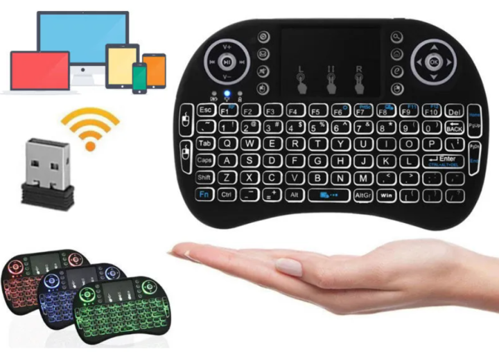Backlit Mini Wireless Keyboard with Touchpad Mouse Combo QWERTY Keypad ...