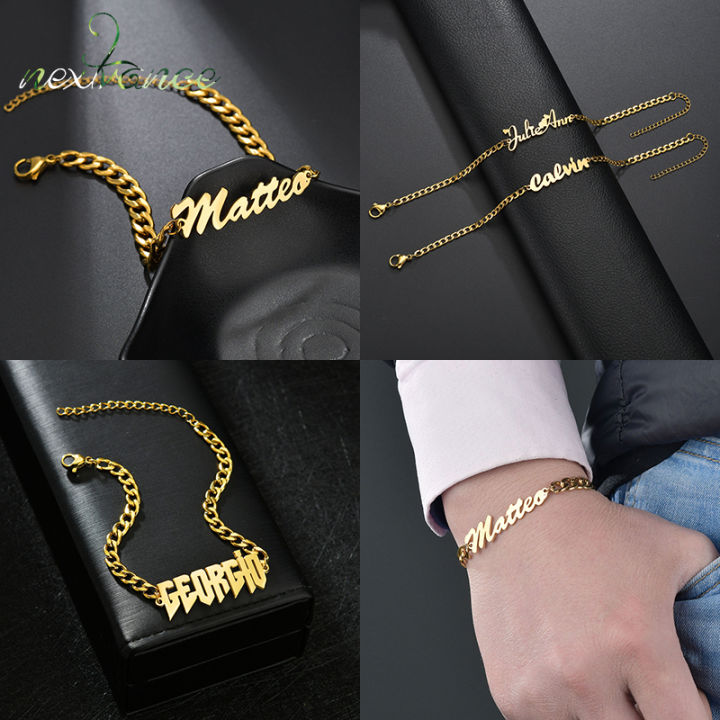 Charm Men Customized Name Bracelet Charm Stainless Steel 5mm NK Cuban ...