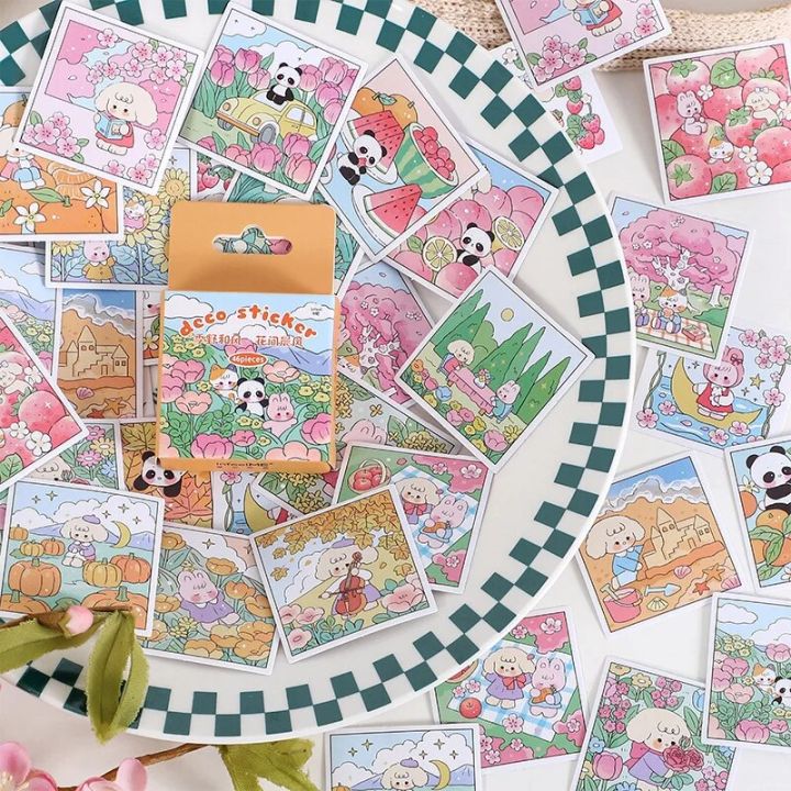 46 s Cute Cartoon Animal Flower Decorative Boxed Stickers Scrapbooking ...