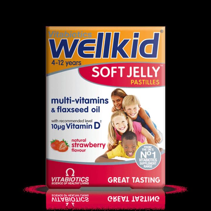 Vitabiotics WellKid Soft Jelly 30 Pastilles- Natural Strawberry Flavour ...